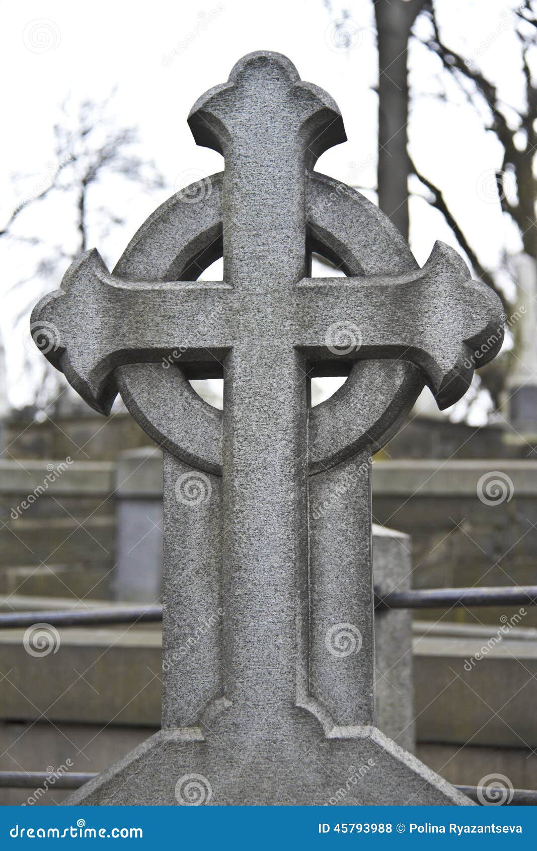 Stone Cross on the Cemetery Stock Photo - Image of death, gravestone ...