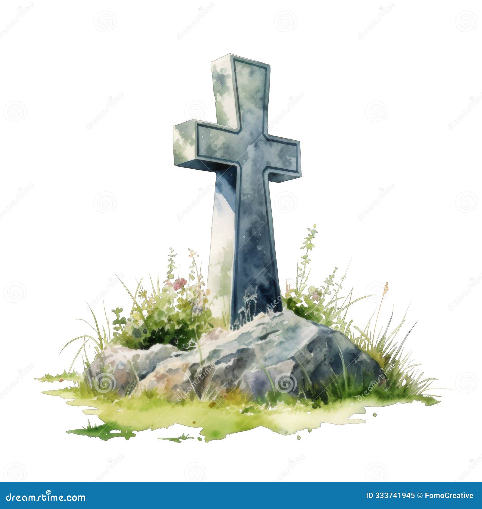 Stone Cross Standing on Rocks and Grass Stock Image - Image of standing ...
