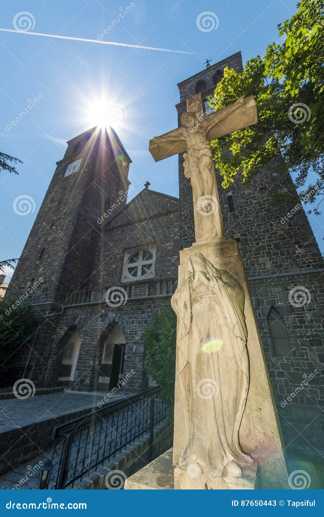 Stone crucifix at temple editorial stock photo. Image of balaton - 87650443