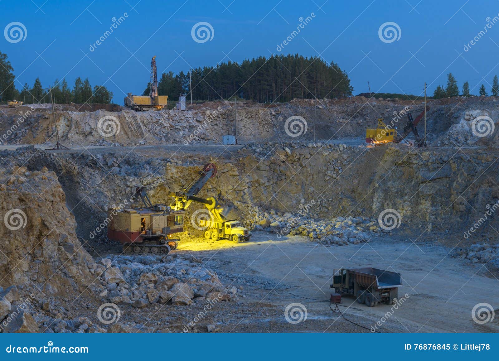Stone Crusher in a Quarry. Mining Industry, Night View Stock Image ...