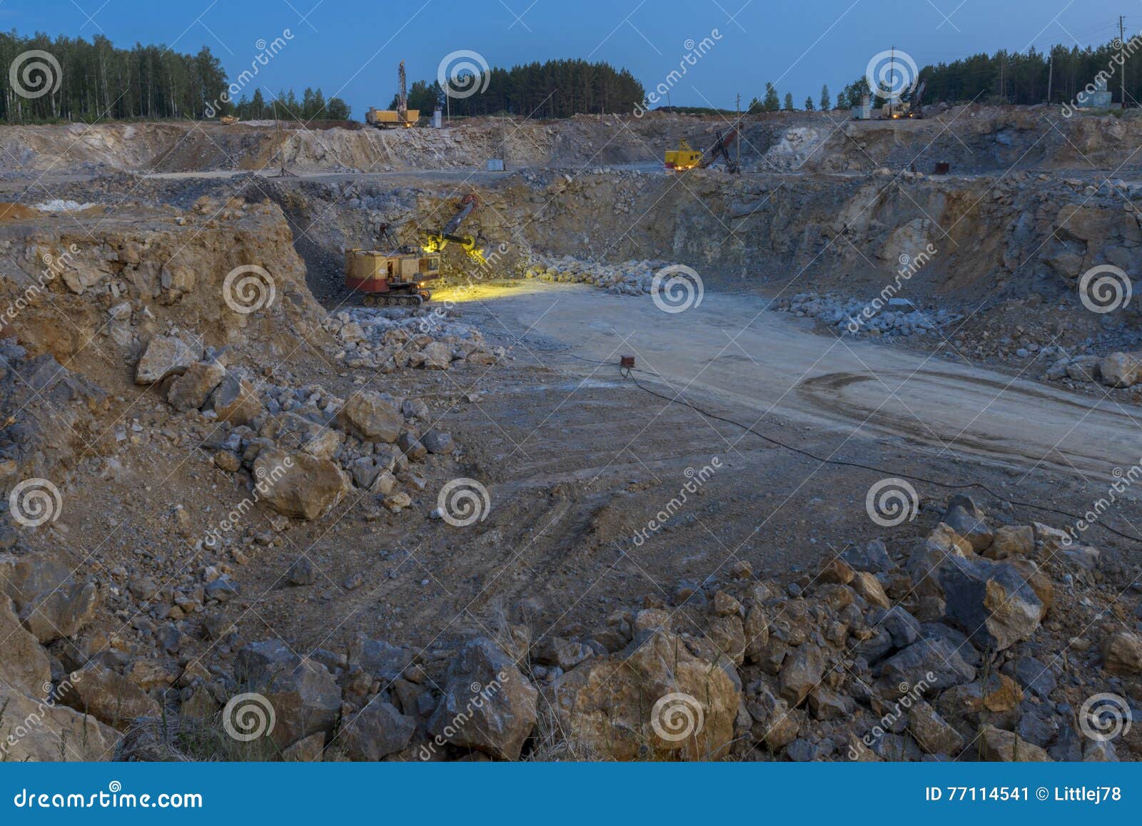 Stone Crusher in a Quarry. Mining Industry, Night View Stock Image ...