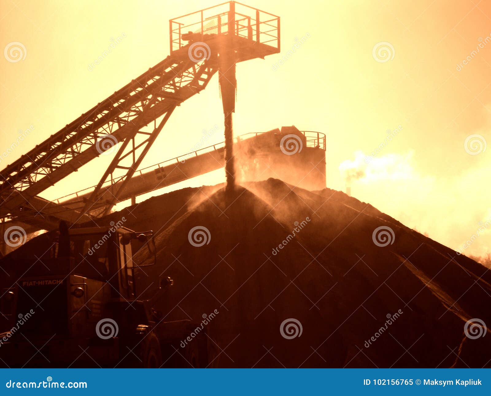 Stone crusher in quarry stock vector. Illustration of smoke - 102156765