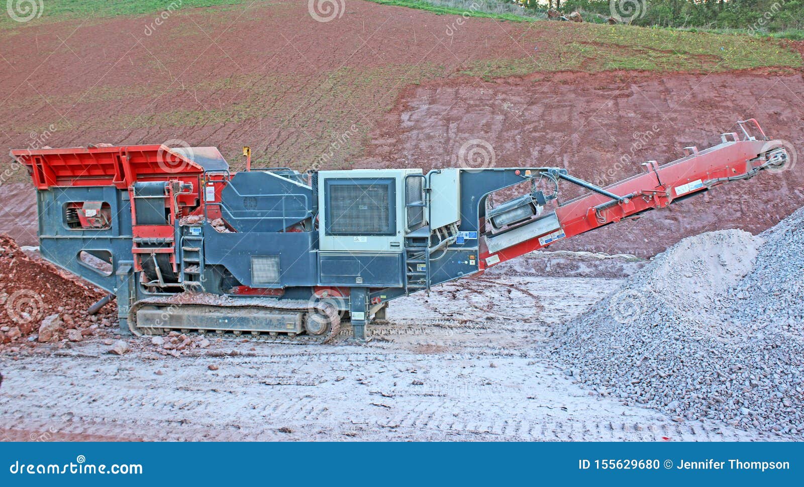 Stone Crusher on a Road Construction Site Stock Photo - Image of works ...