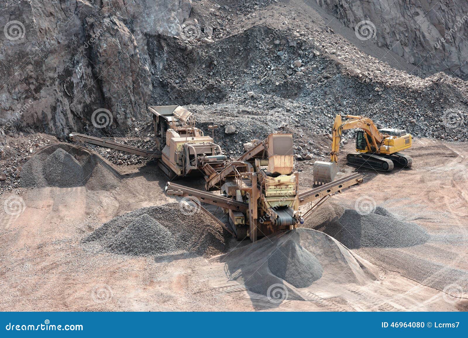 Stone Crusher in Surface Mine Stock Photo - Image of heavy, equipment ...