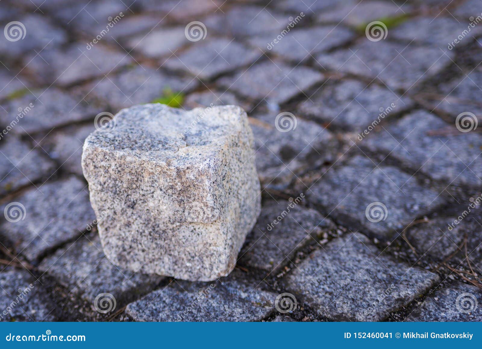 Stone Cube on Paving Stone Surface of Walkway in Europe Stock Image ...