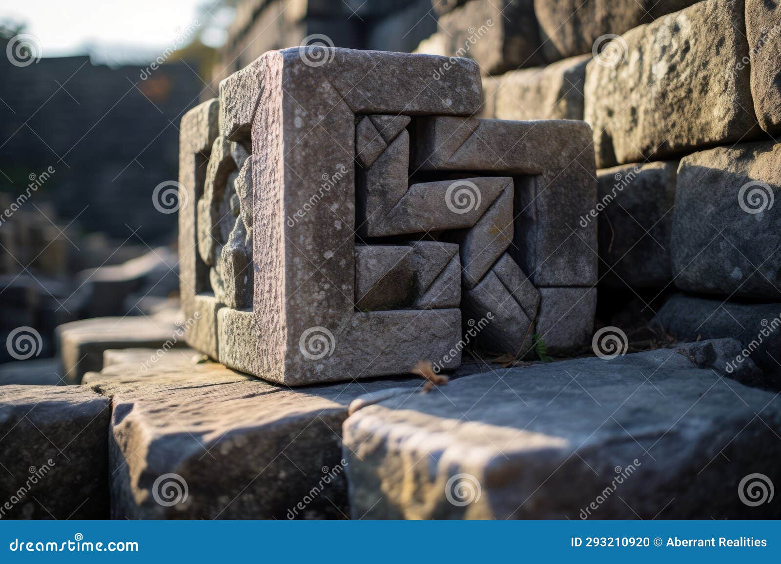 A Stone Cube Sitting on Top of a Stone Wall Stock Illustration ...