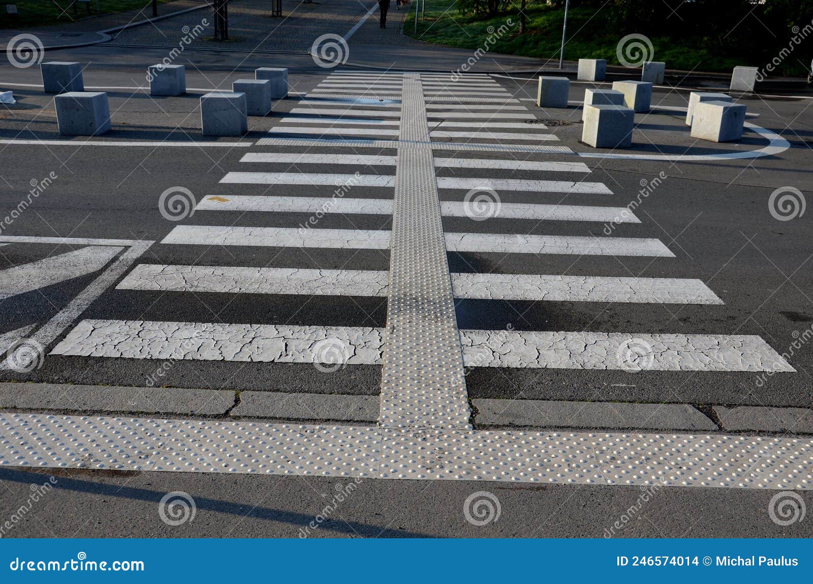 Stone Cubes Barriers As Protection of a Nice Lawn Cube Cubes on a Paved ...