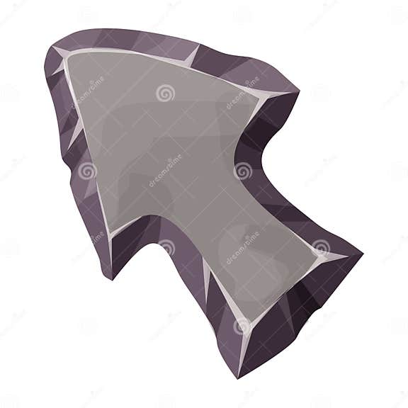 Stone Cursor Game Navigator, Rock Pointer, Arrow in Comic Cartoon Style ...