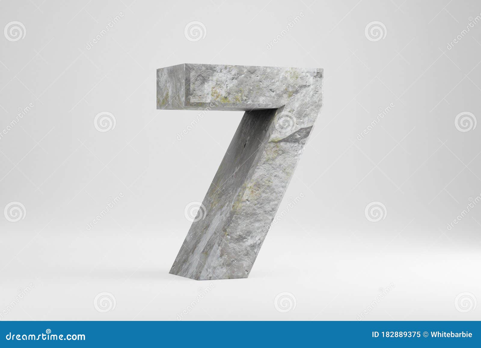 Stone 3d Number 7. Rock Textured Number Isolated on White Background ...