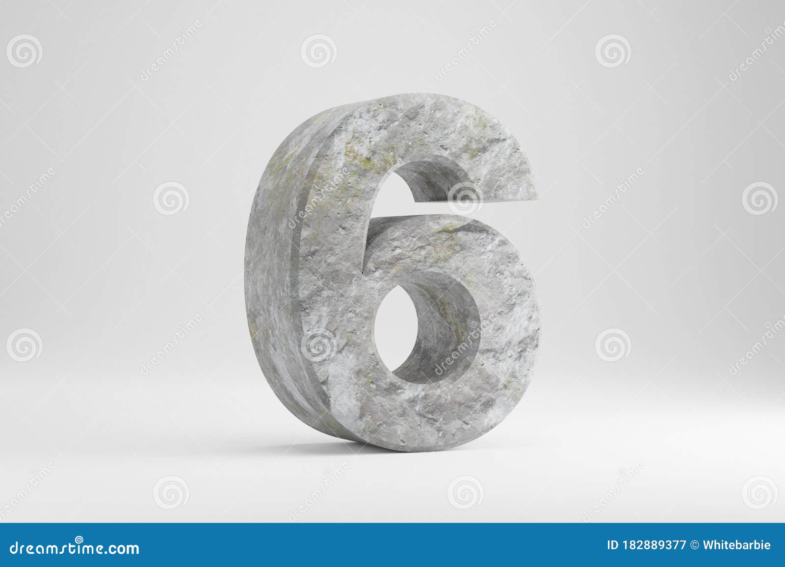 Stone 3d Number 6. Rock Textured Number Isolated on White Background ...