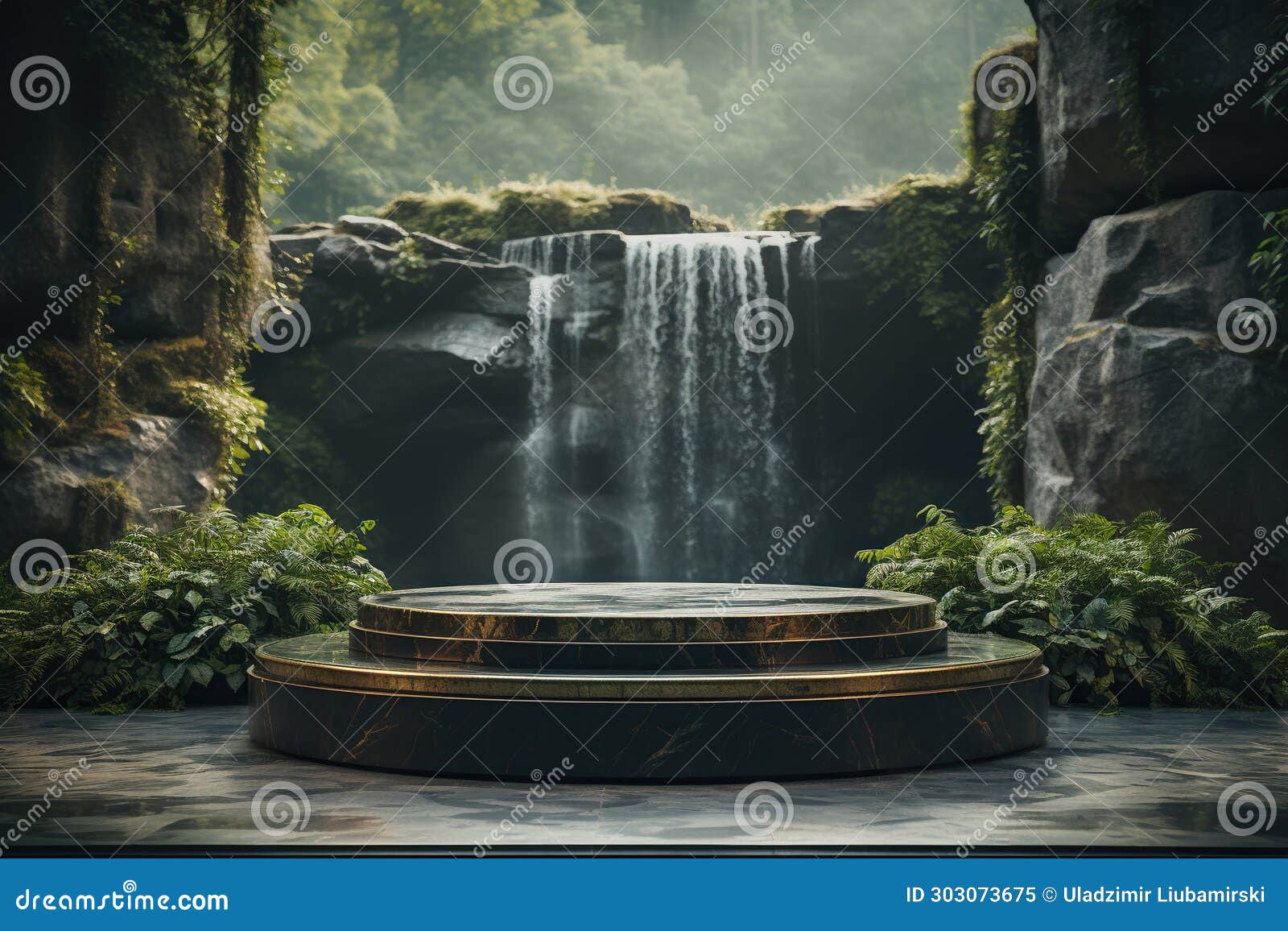 Stone 3D Podium for Product Presentation Against the Backdrop of a ...