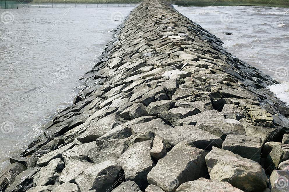 Stone Dam stock photo. Image of tide, flood, waterproof - 21463244
