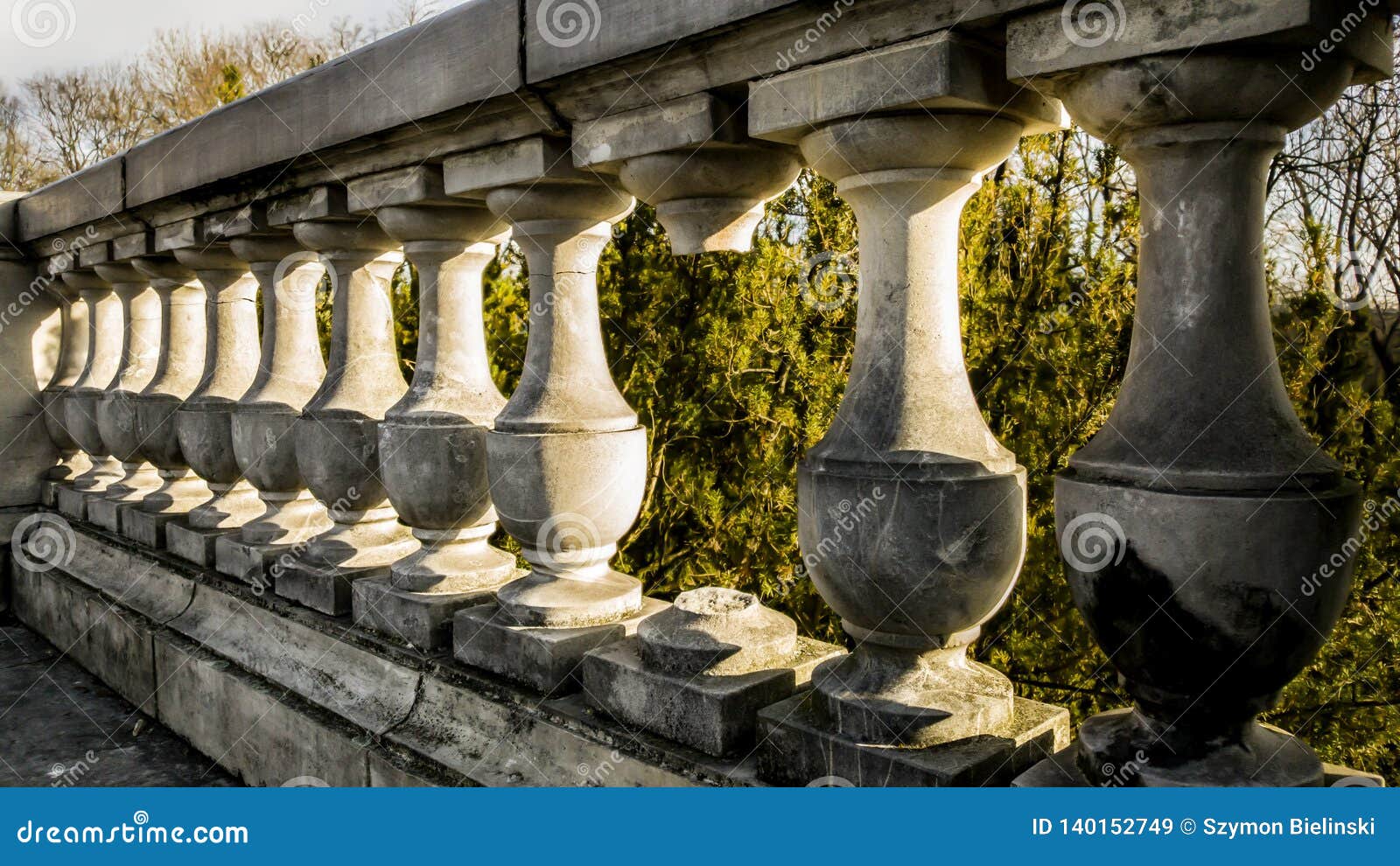 Stone Decorative Balustrade of the Terrace Stock Image - Image of ...