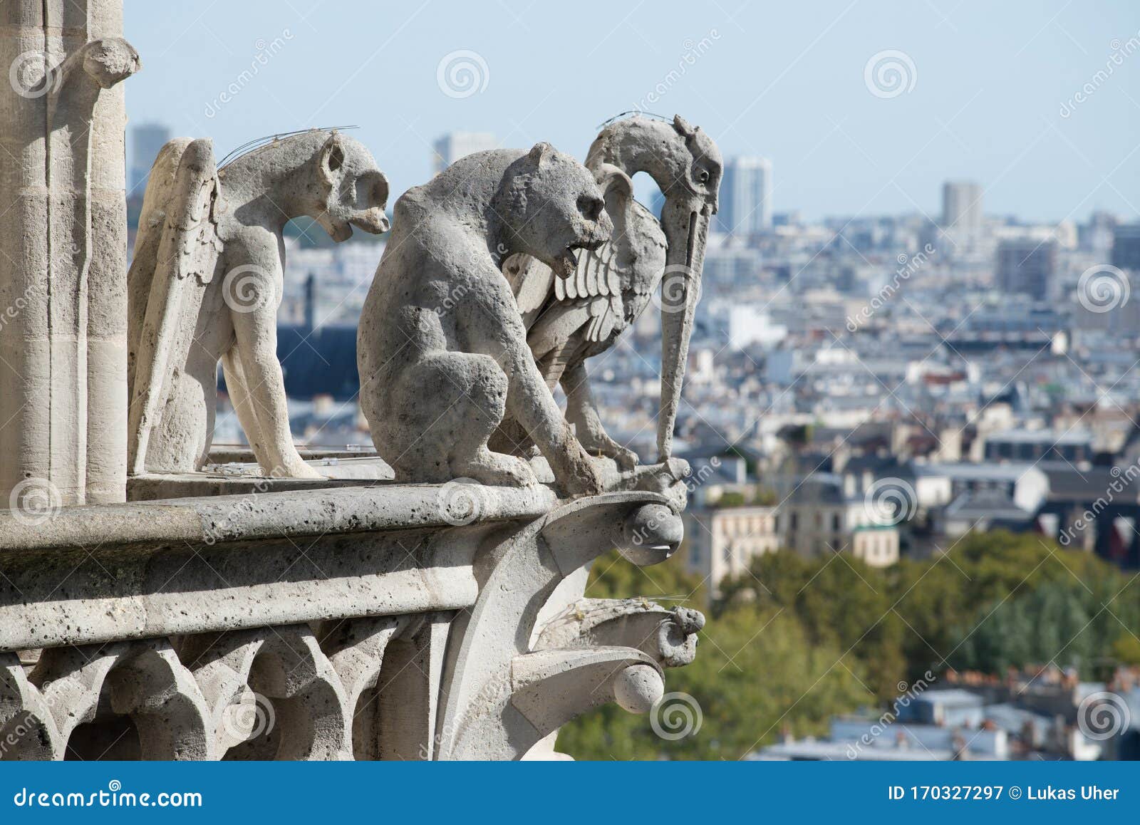Stone Demons Gargoyle on the Notre Dame - Paris Stock Image - Image of ...