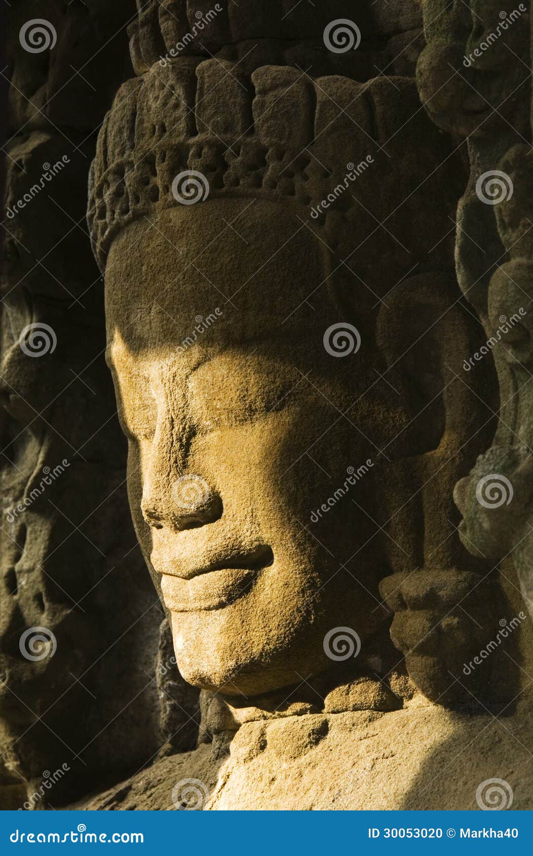 Devata Sculpture in Sunlight, Ta Prohm Temple, Cambodia Stock Photo ...