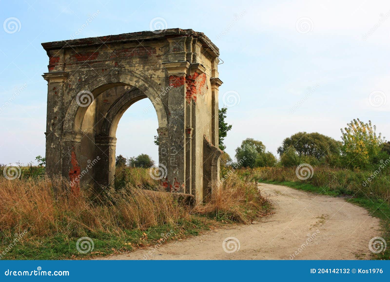 Stone Dilapidated Gate in an Old Manor Stock Photo - Image of front ...