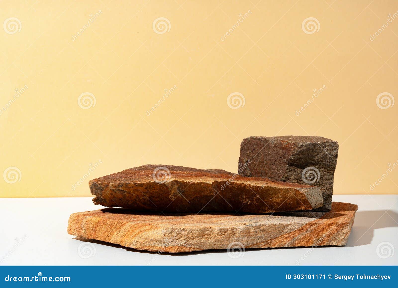 Stone Display Mockup for Advertising Against Beige Background Stock ...