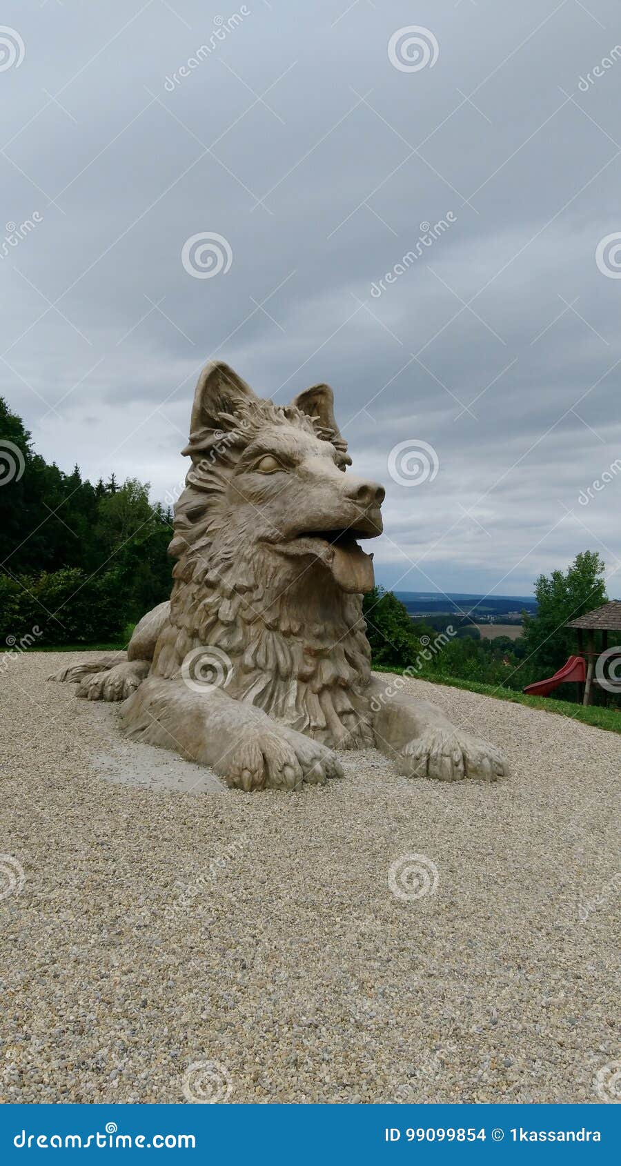 Stone dog stock photo. Image of greenery, forest, overcast - 99099854