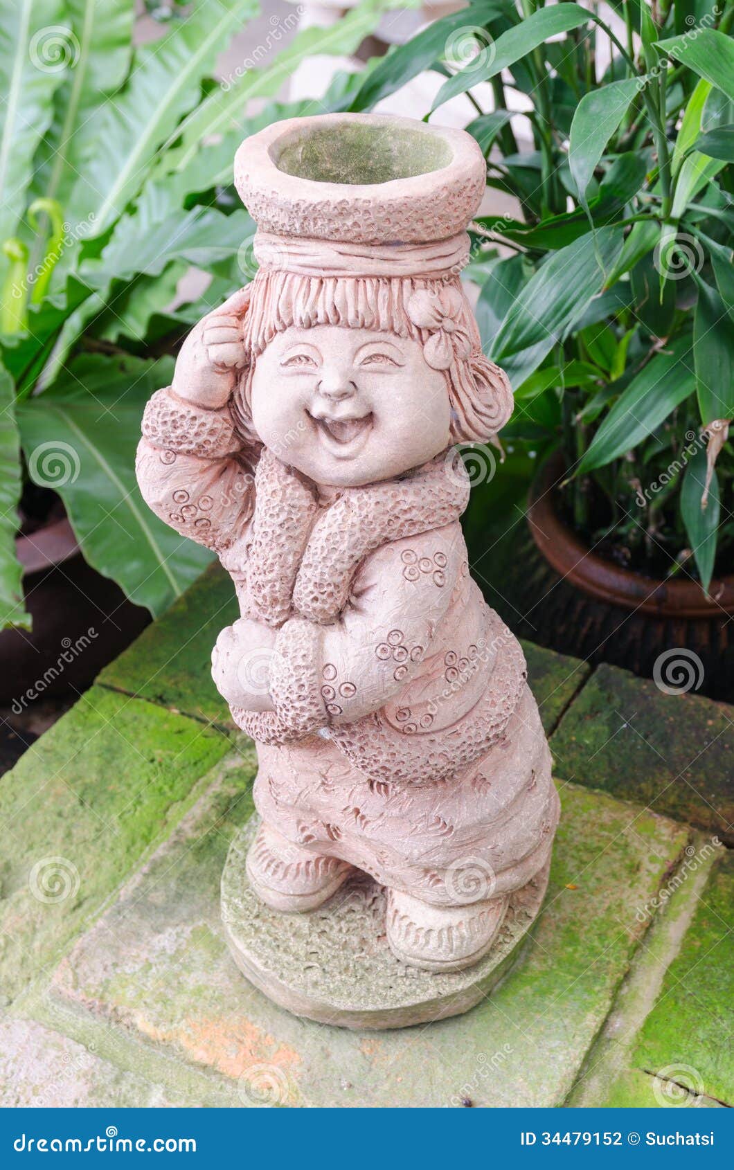 Stone Doll Garden Statue stock photo. Image of asian - 34479152