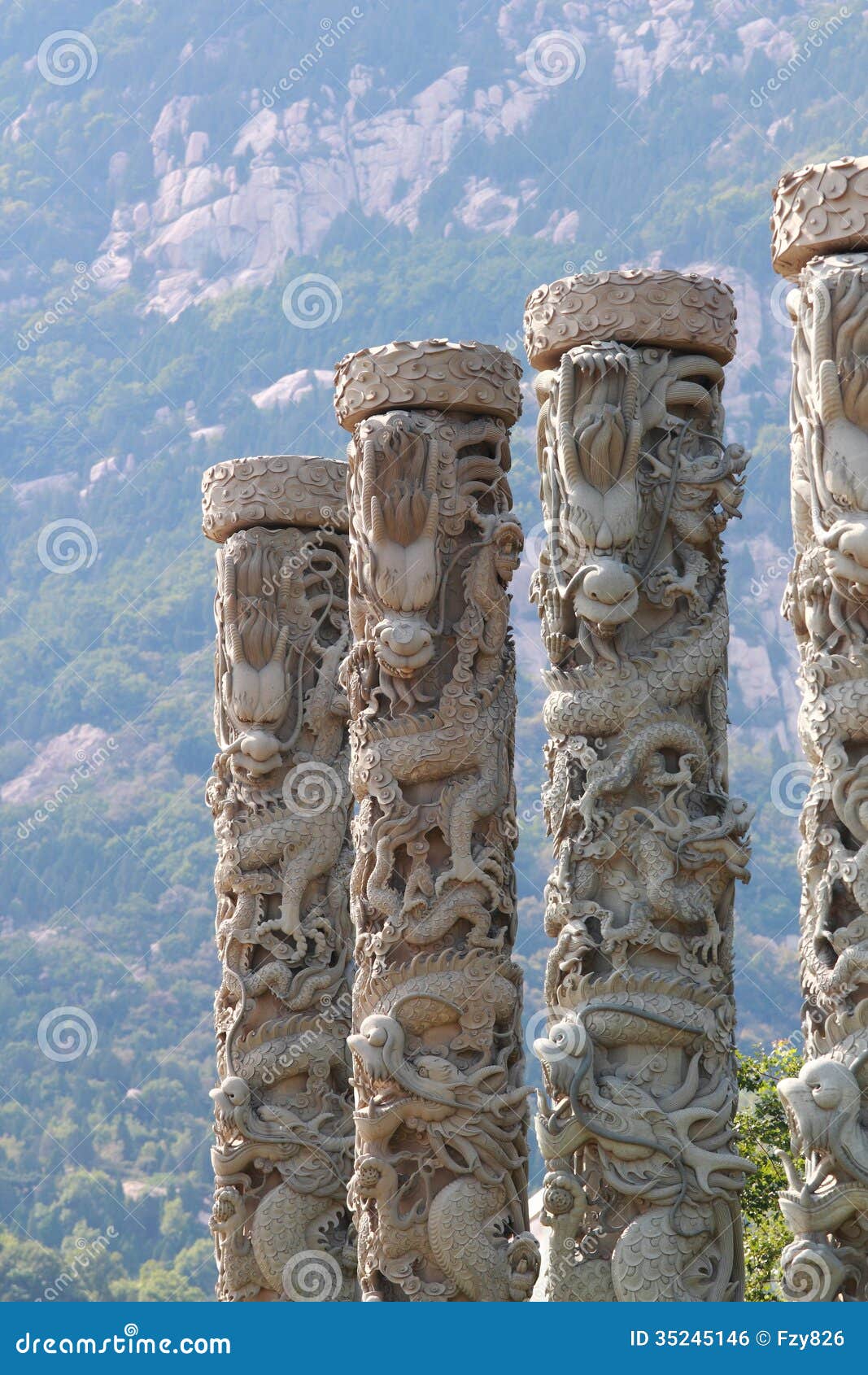 Stone Dragon Statue Forest Background Stock Image | CartoonDealer.com ...