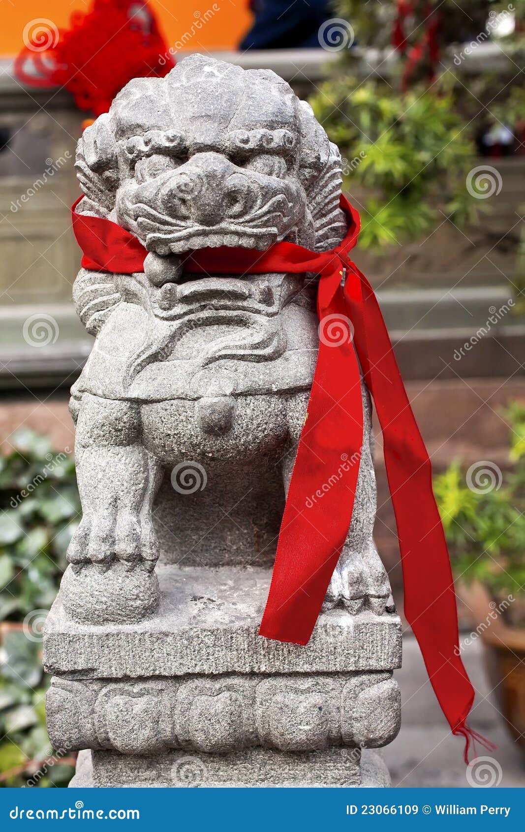 Stone Dragon Red Ribbons Jade Buddha Temple Stock Image - Image of ...