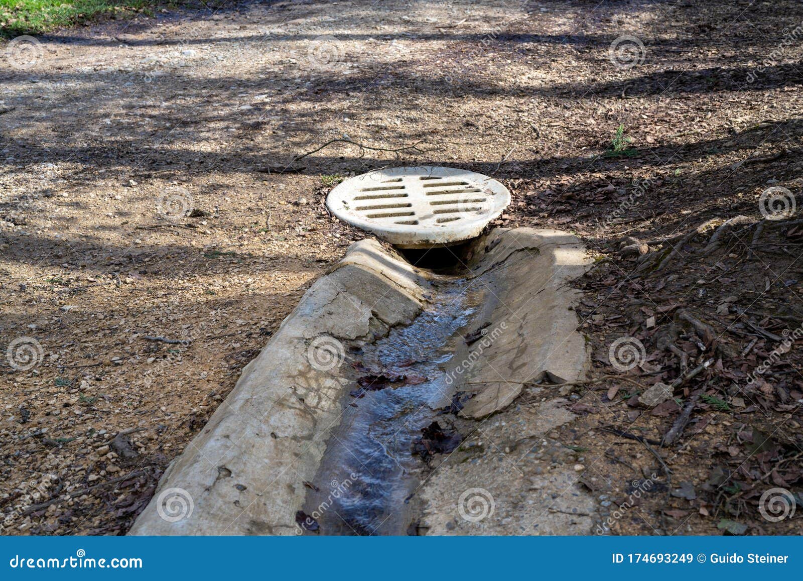 Stone Drainage Channel on a Dirt Road Stock Image - Image of road ...