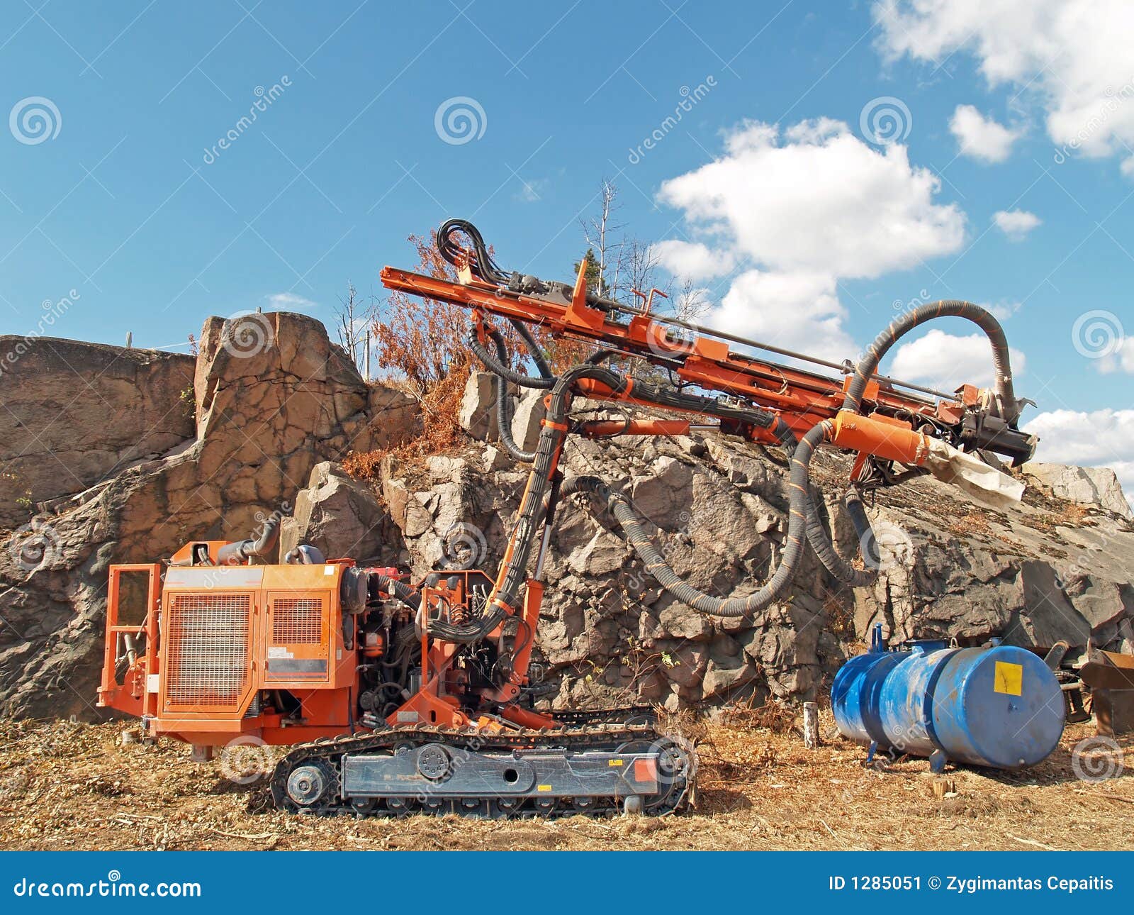 Stone drilling tractor stock image. Image of machine, ground - 1285051