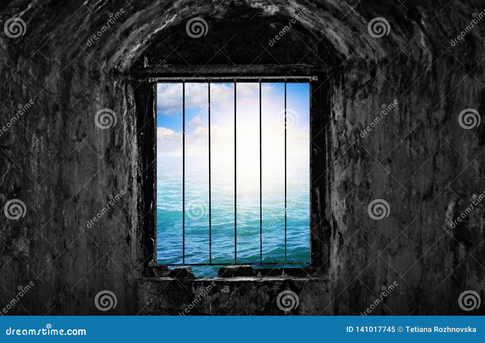 Dungeon with Window and Bars. Stock Image - Image of fortress, grunge ...