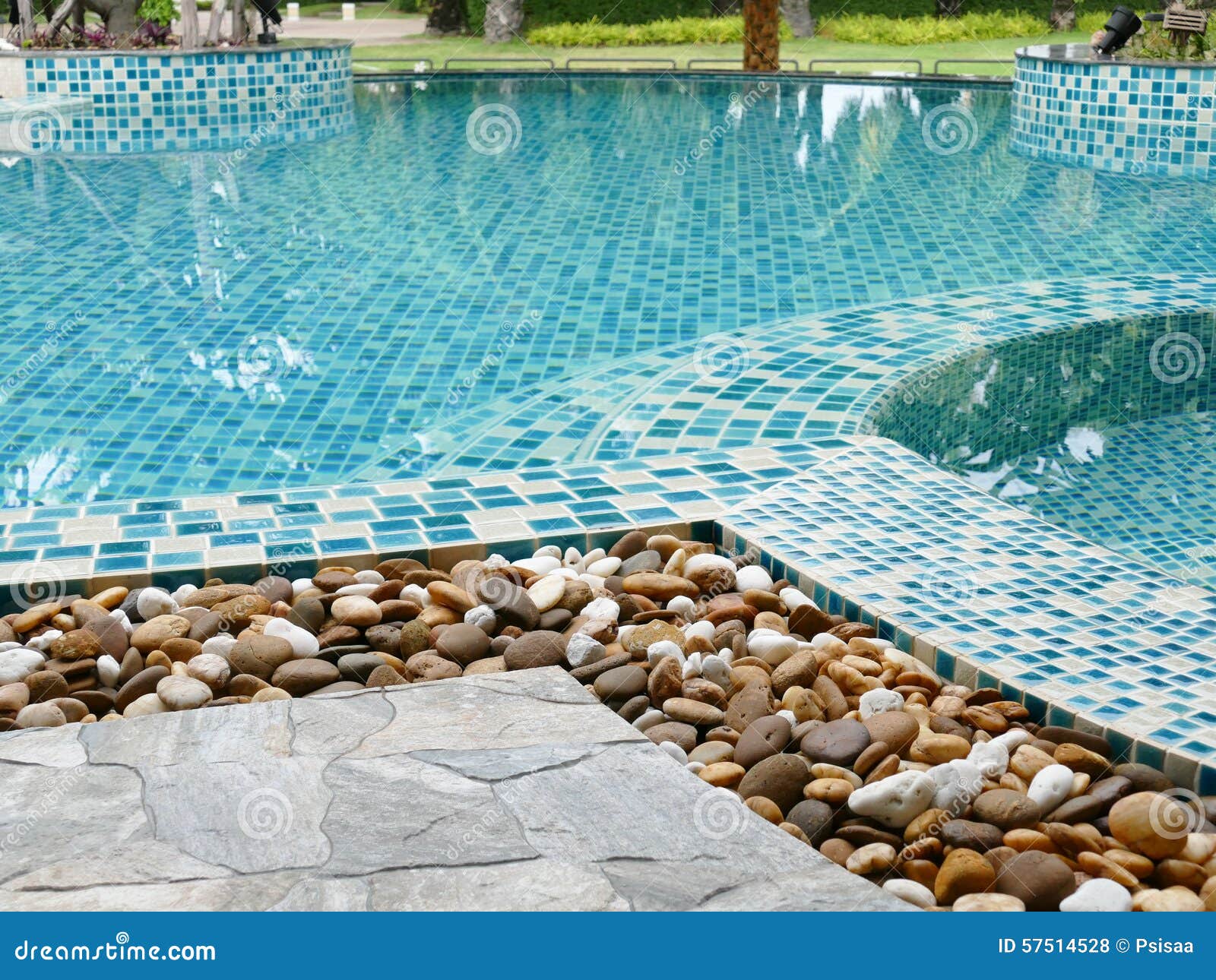 Stone on the Edge of the Swimming Pool Stock Photo - Image of blue ...
