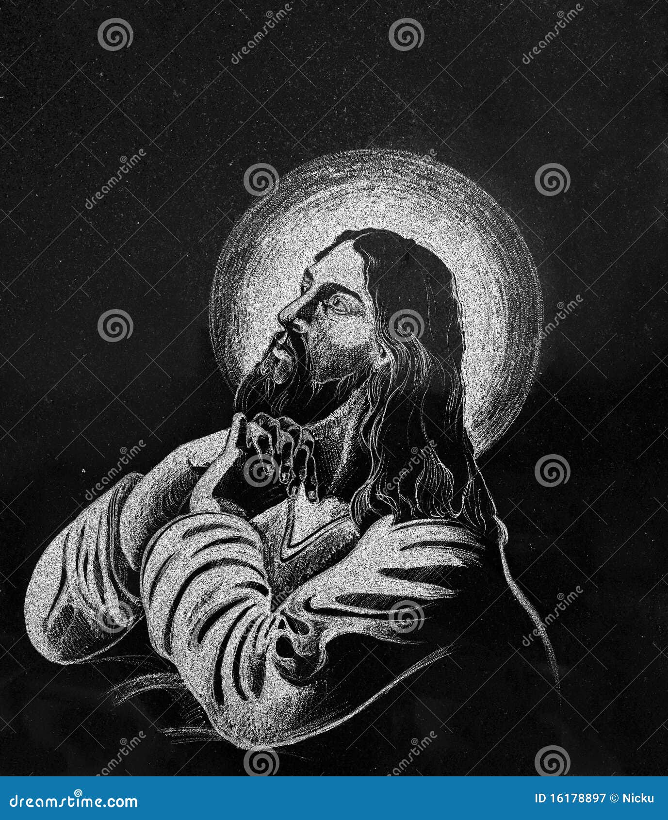 Stone engraving of Jesus stock image. Image of praying - 16178897