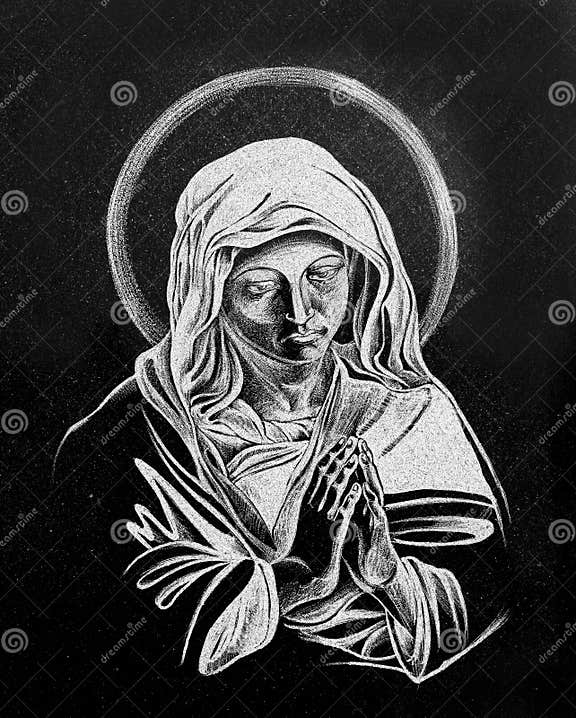 Stone Engraving of Virgin Mary Stock Photo - Image of pray, stone: 16178230