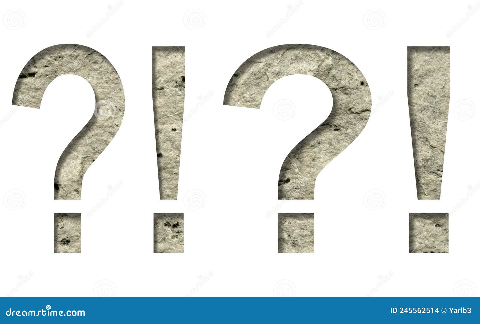 Stone Exclamation and Question Marks is Cut Out of White Paper on the ...