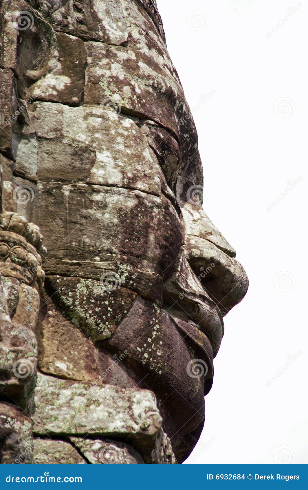 Stone Face Relief Of Ancient Buddhist Temple Bayon In Angkor Wat ...