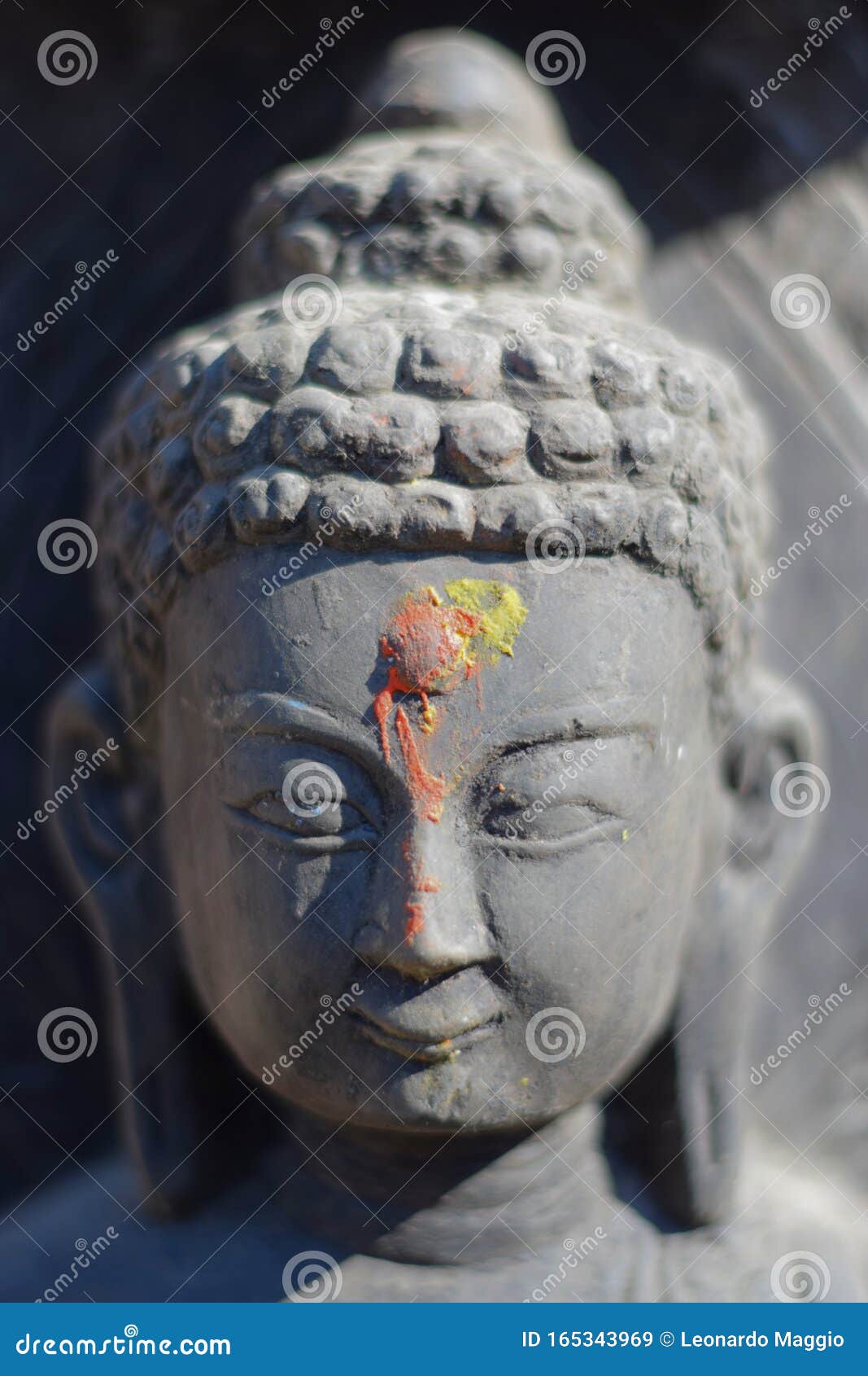 Stone Face of Buddha in a Temple in Kathmandu Stock Image - Image of ...