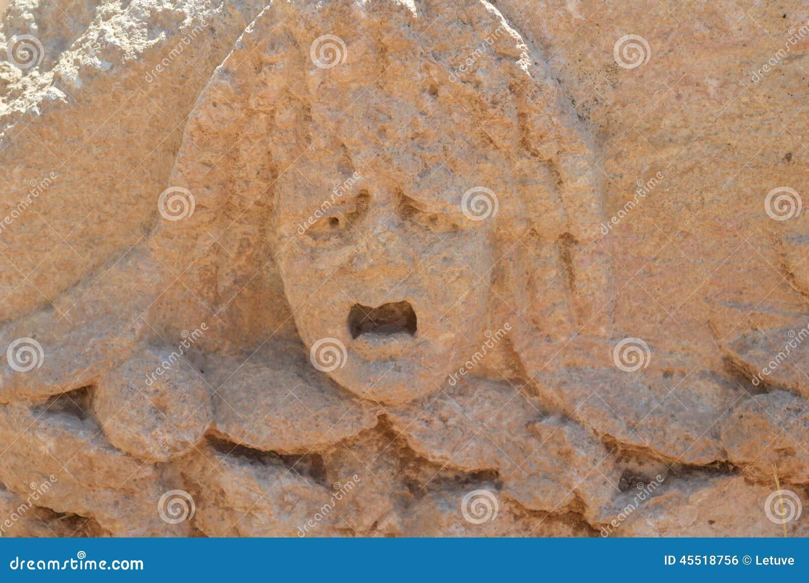 Stone Face Full of Depression Terror, Agony and Fear Stock Photo ...