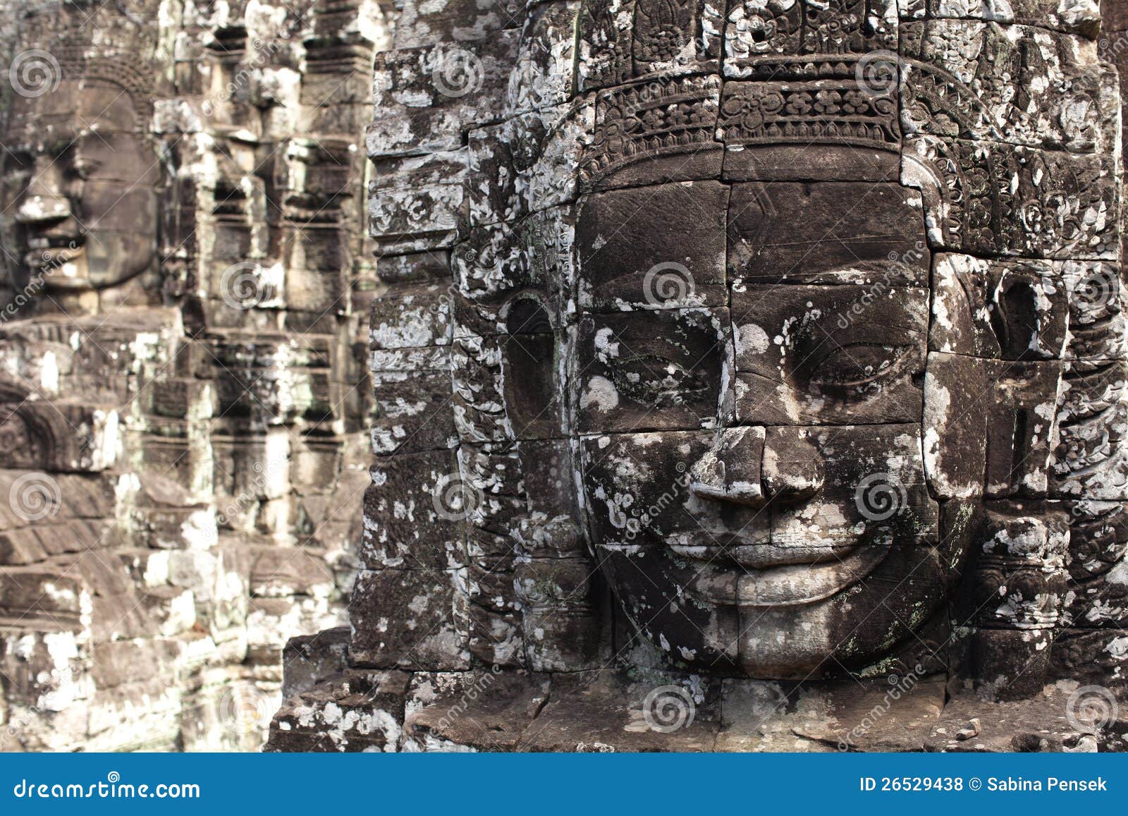 Stone Face Monument at Bayon Temple, Cambodia Stock Photo - Image of ...