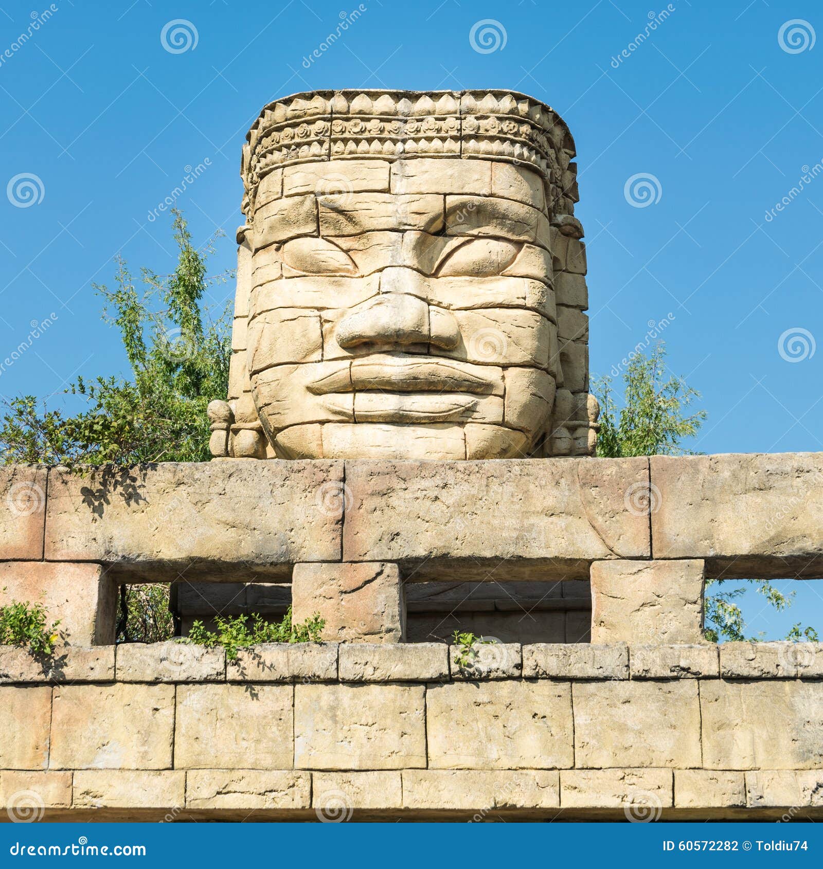 Stone face of a temple. stock photo. Image of archaeology - 60572282