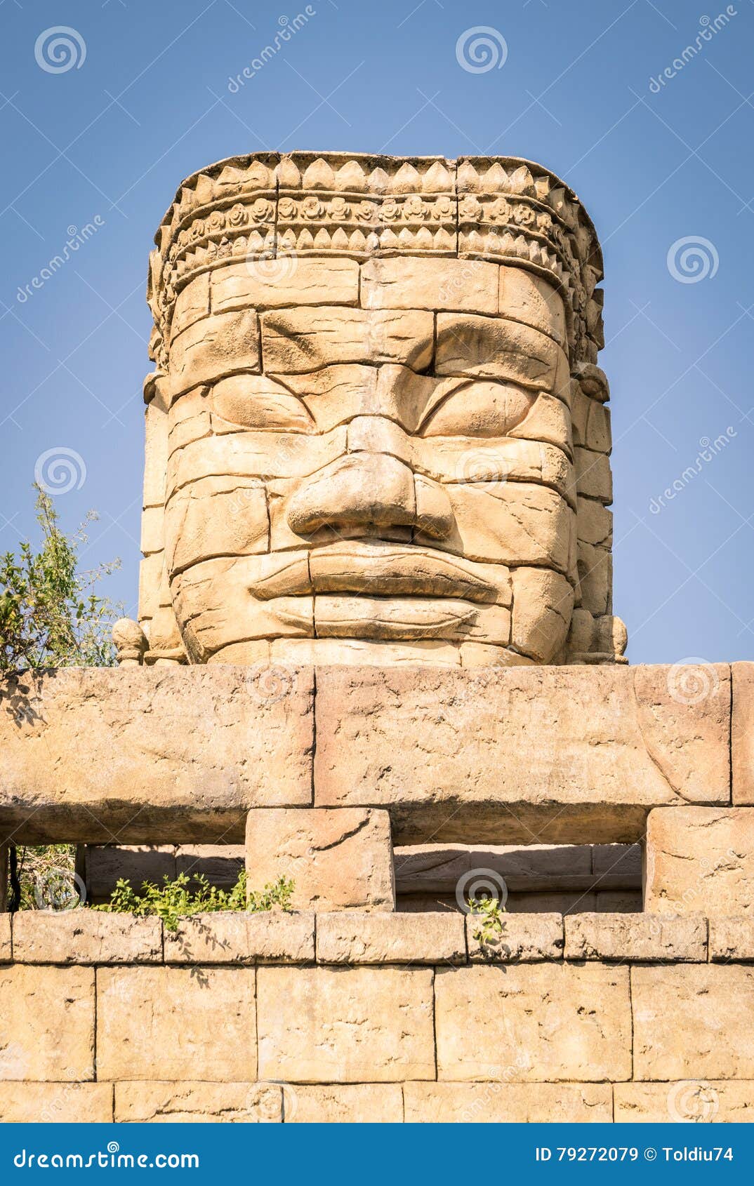 Stone face of a temple. stock image. Image of buddhism - 79272079