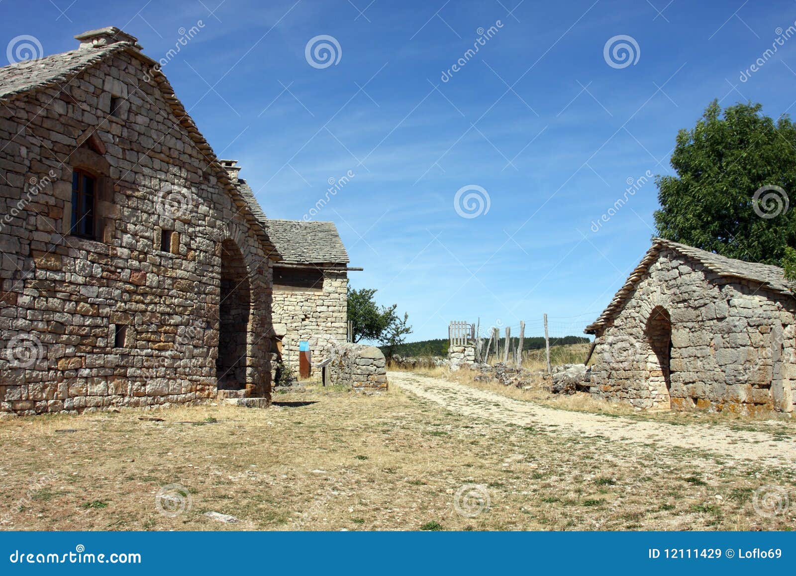 Stone farmhouse stock image. Image of blue, lozere, machinery - 12111429