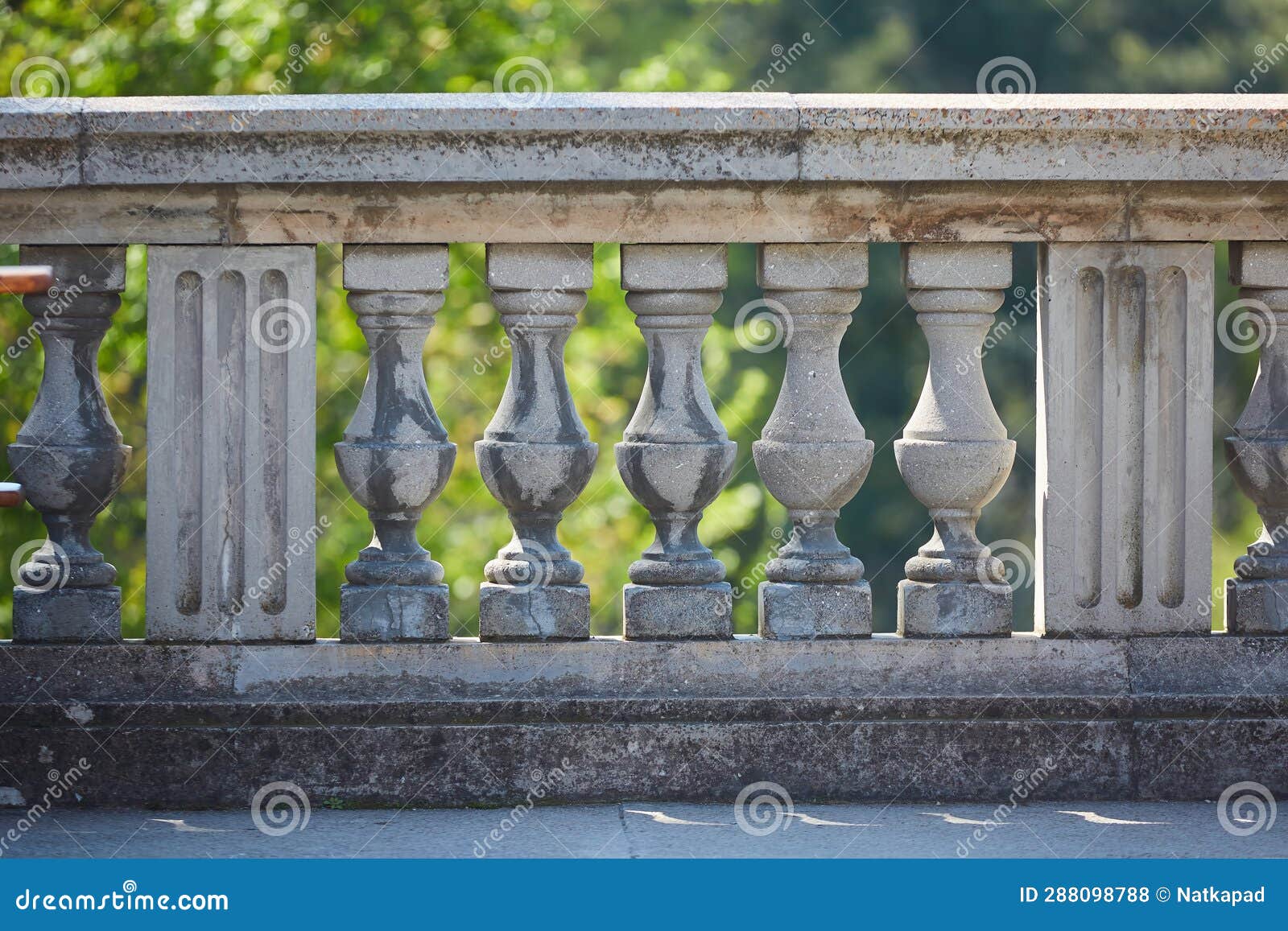 Stone Fence with Balusters. Stock Photo - Image of white, detail: 288098788