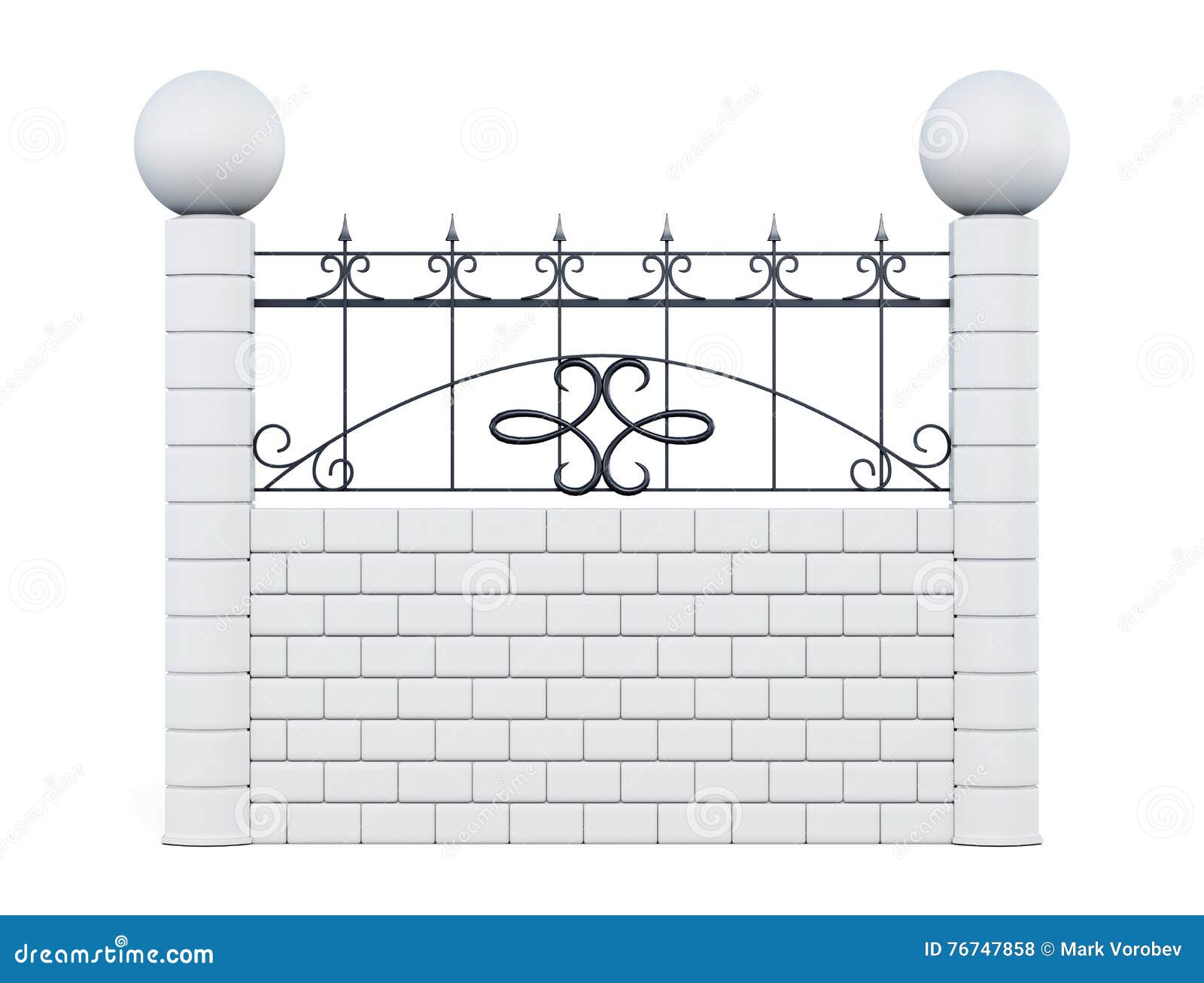 Stone Fence with Decorative Elements Stock Illustration - Illustration ...