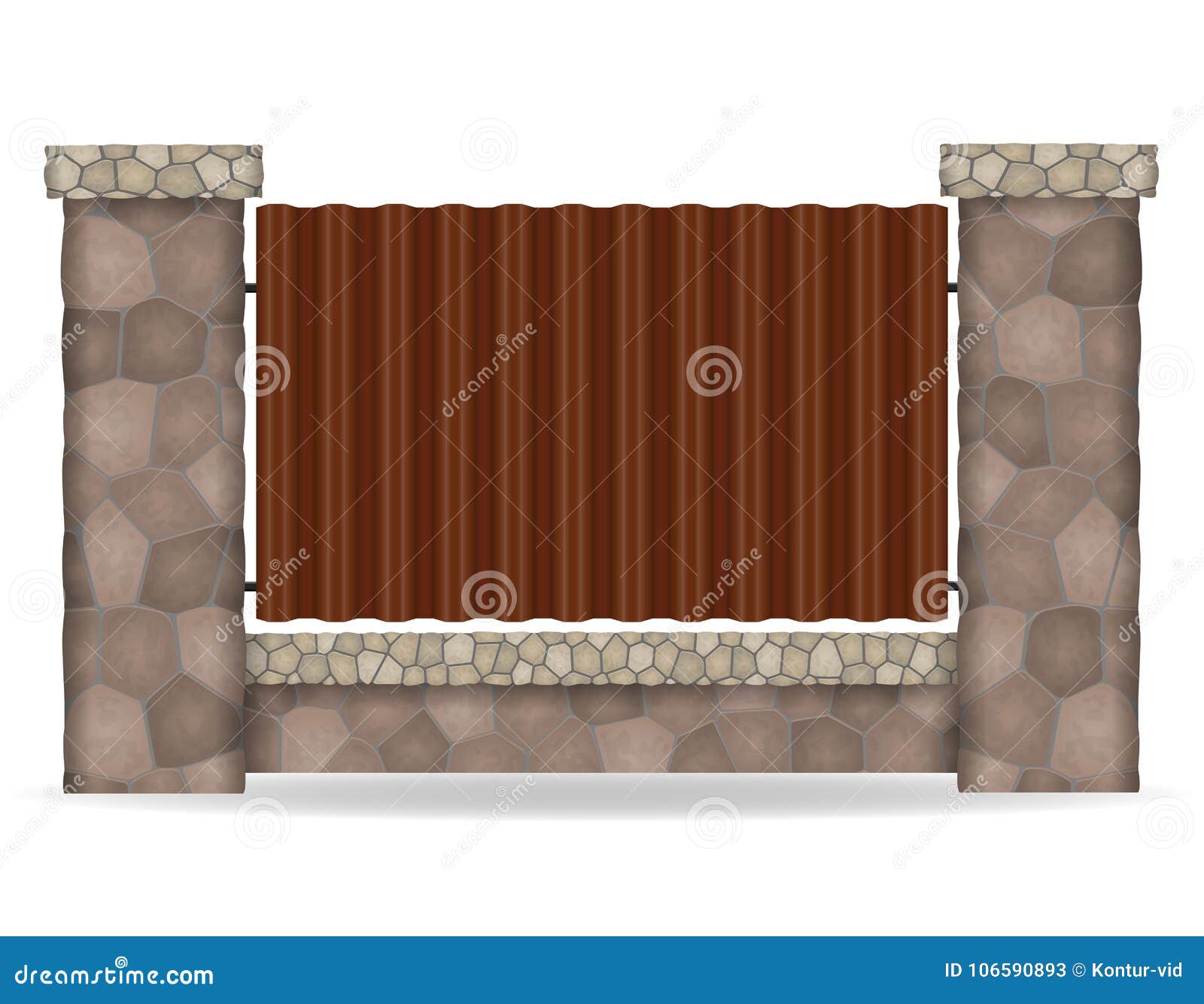 Stone Fence Vector Illustration Stock Vector - Illustration of column ...