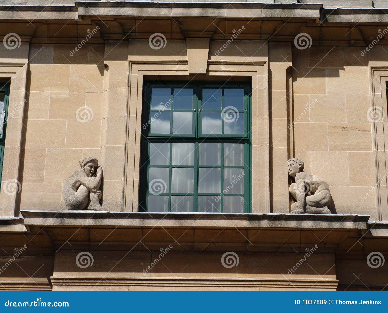 Stone Figures on Art-deco Window Stock Image - Image of design ...