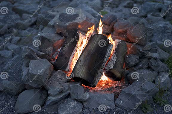 Stone Fire Pit stock image. Image of cozy, embers, alaska - 97859811
