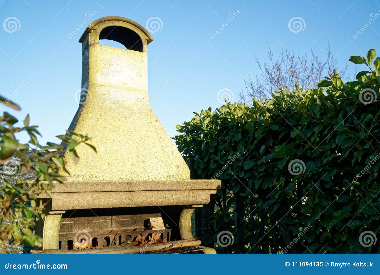 Stone Fireplace in a Rural Homestead on Back Yard Stock Image - Image ...