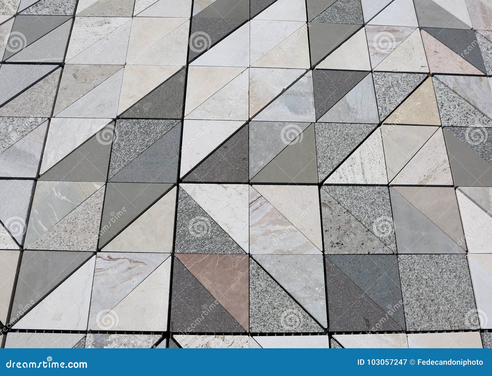 Stone Floor with Triangular Shape Each Made with a Different Typ Stock ...