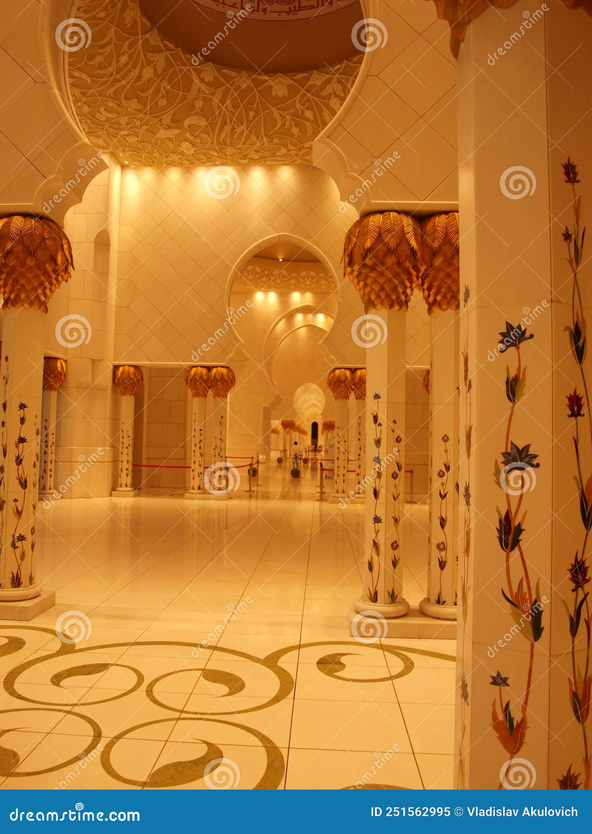 Stone Flowers and the Columns in the Interior of the White Mosque Stock ...
