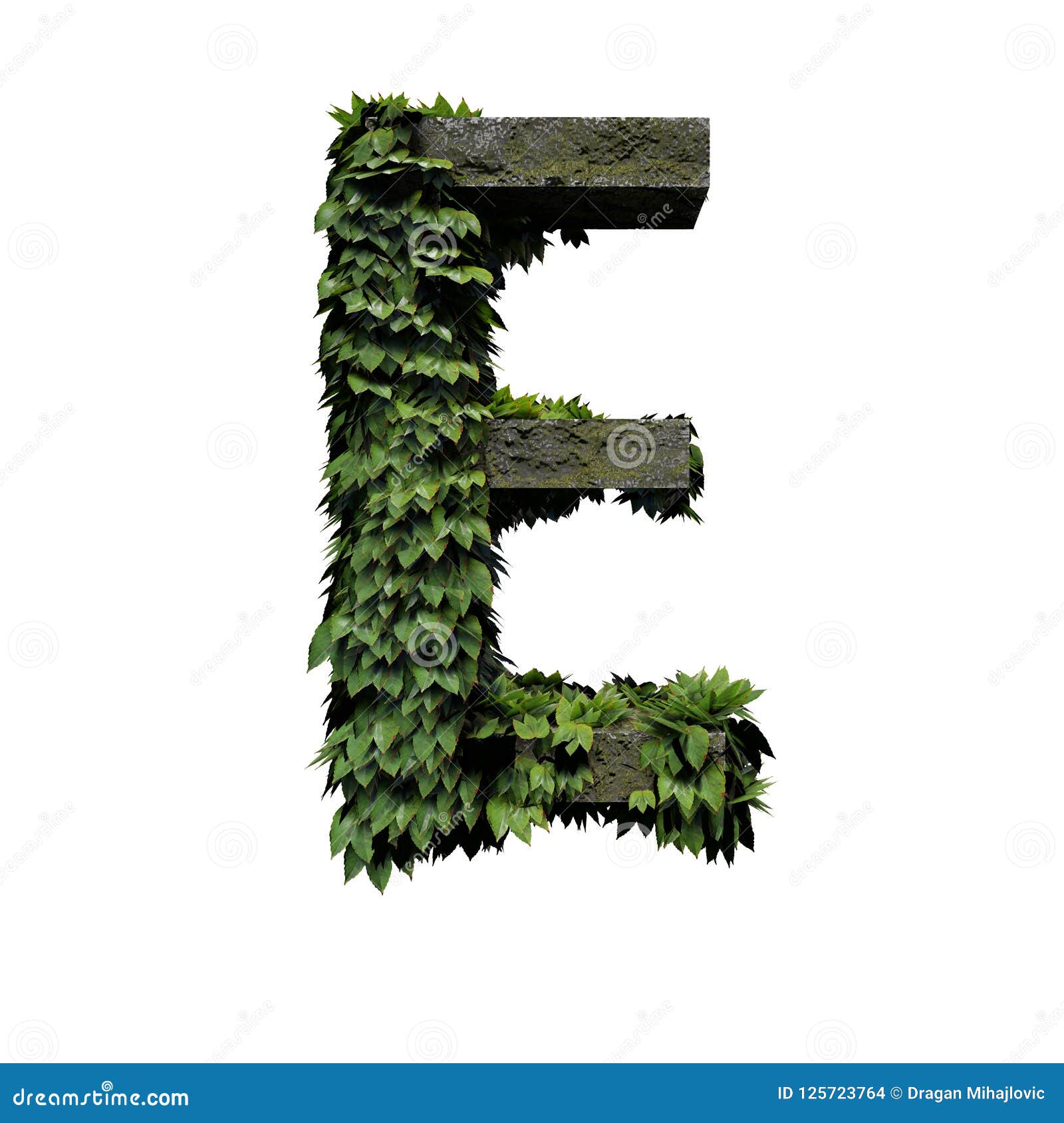Stone / Foliage Letter E stock illustration. Illustration of hedges ...