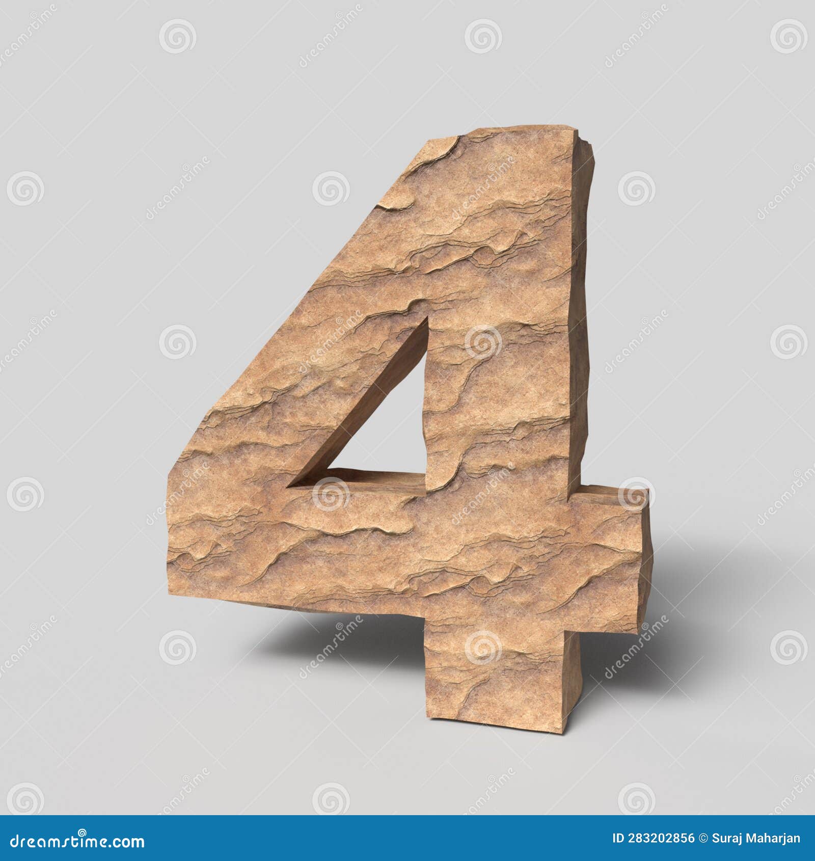 Stone Font 3D Render of Number 4 Stock Illustration - Illustration of ...