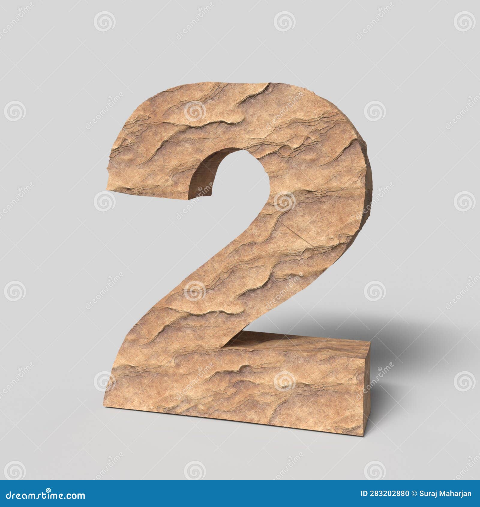 Stone Font 3D Render of Number 2 Stock Illustration - Illustration of ...